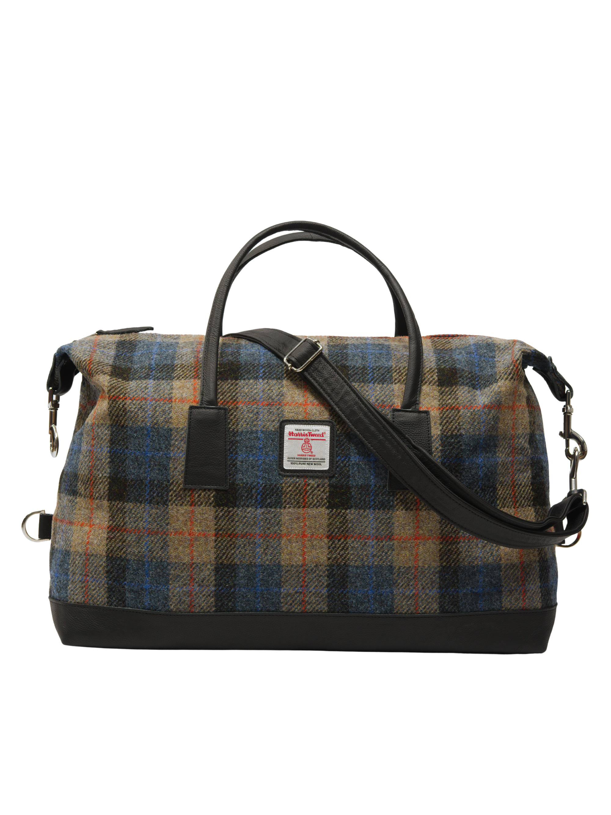Harris Tweed Luggage Bag A0162 (Black Leather) – Harris Tweed Isle of ...