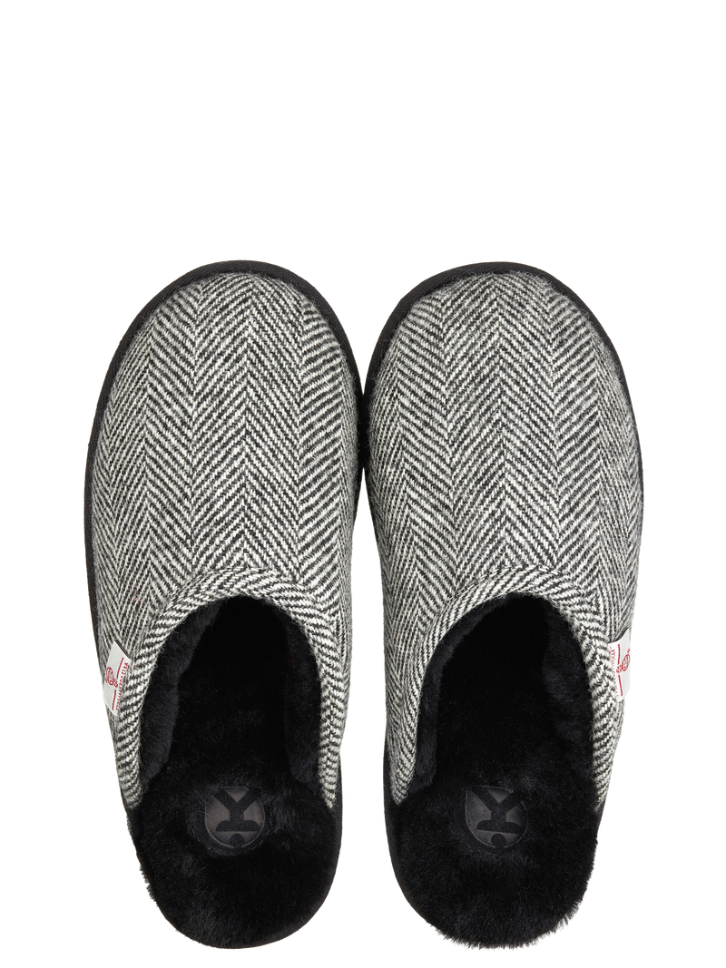 Harris Tweed William Slippers Chocolate/Green Check – Harris Tweed Isle ...
