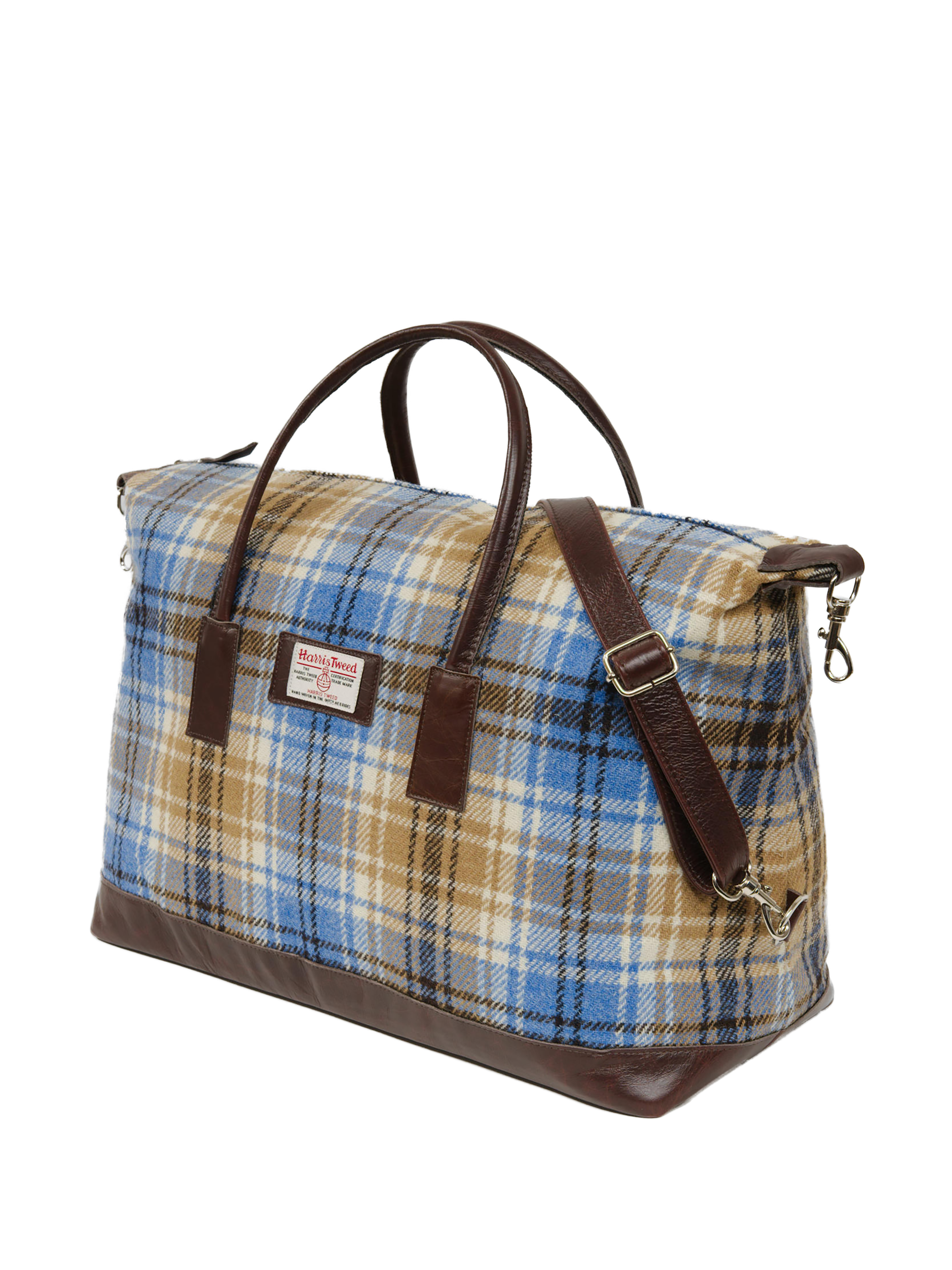 Harris Tweed Luggage Bag A0219 (Brown Leather) (OL) – Harris Tweed Isle ...