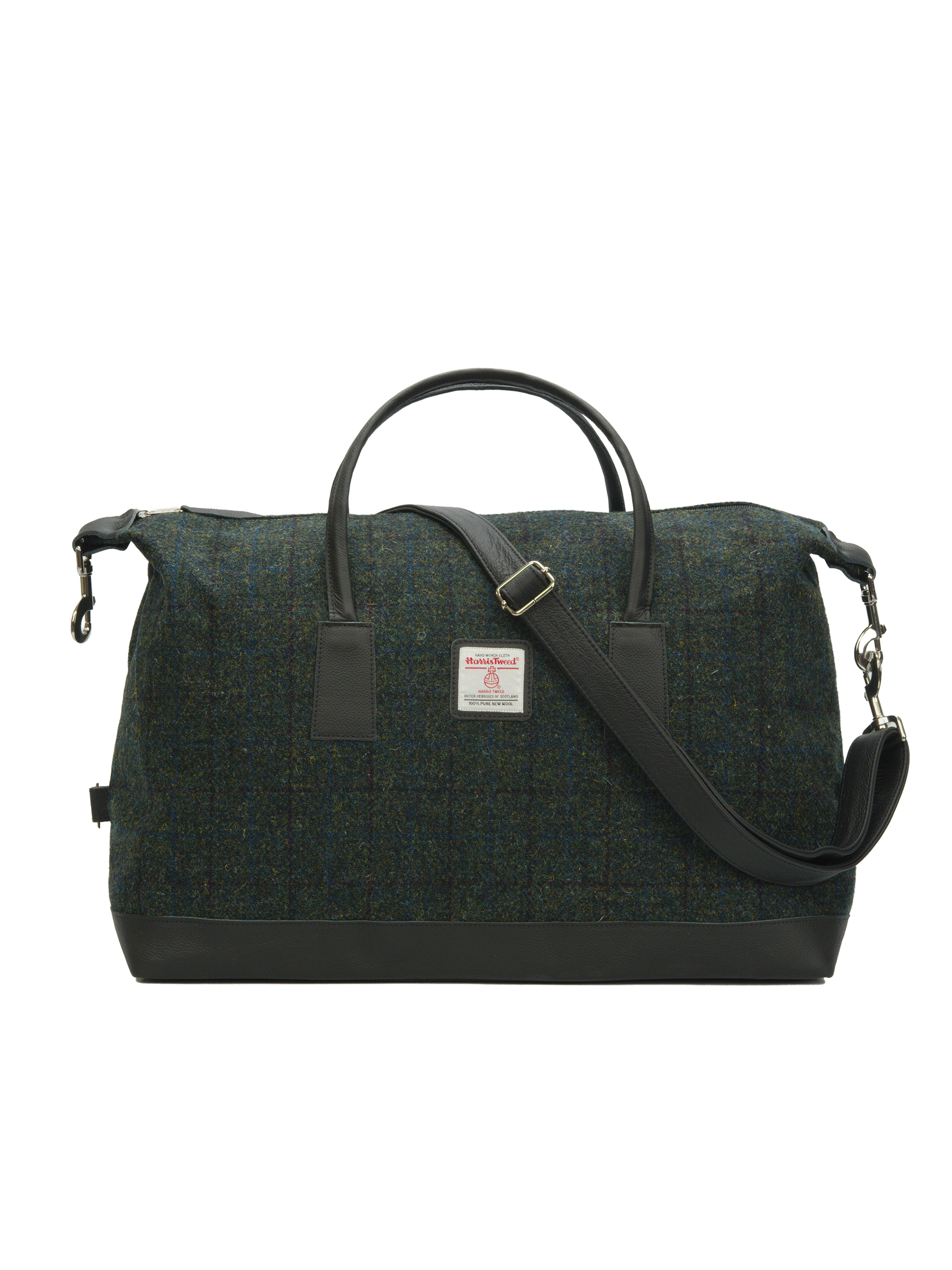 Harris Tweed Luggage Bag A0256 (Black Leather) – Harris Tweed Isle of ...